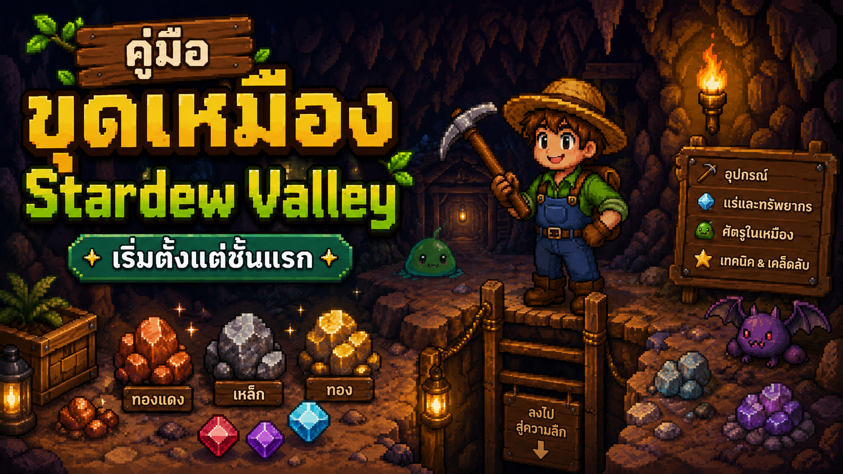 คู่มือขุดเหมือง Stardew Valley ชั้นเหมือง แร่ และ Skull Cavern